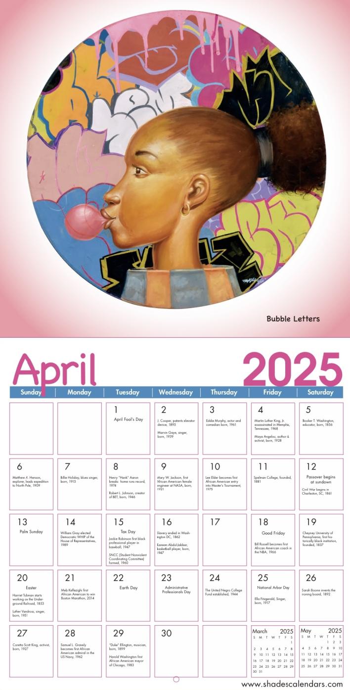 Printable african american calendar