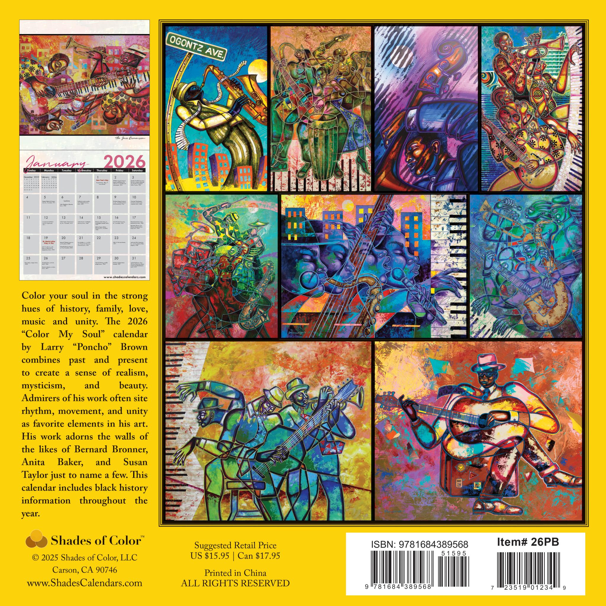 Color My Soul 2026 African American Wall Calendar