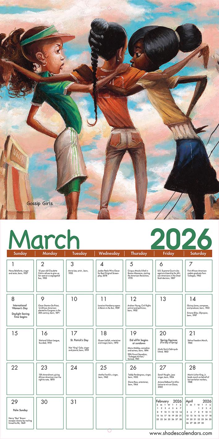 Shades of Color Kids 2026 African American Wall Calendar