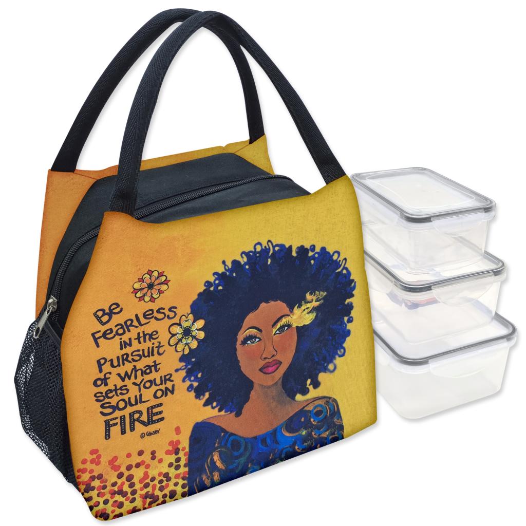 Lunch Bags - Black Art with Containers