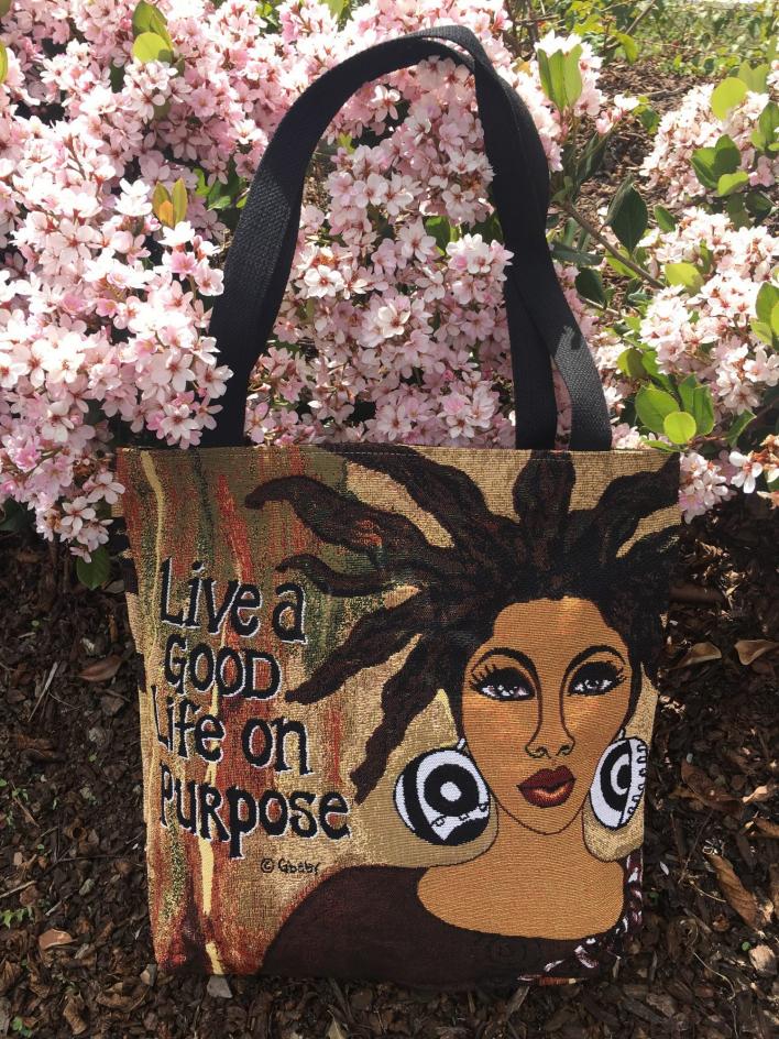 Live A Good Life On Purpose Woven Tote Bag - Shades of Color
