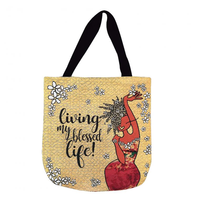 Live A Good Life On Purpose Woven Tote Bag - Shades of Color